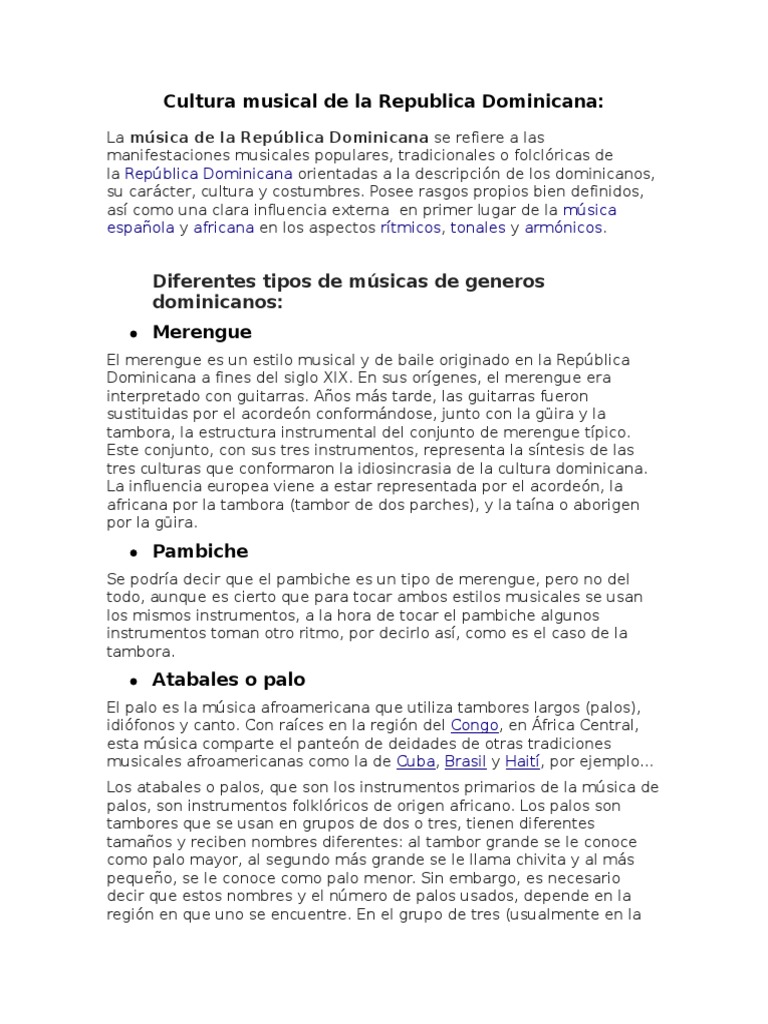 Música Tradicional Dominicana | PDF | Entretenimiento (general) | Ocio