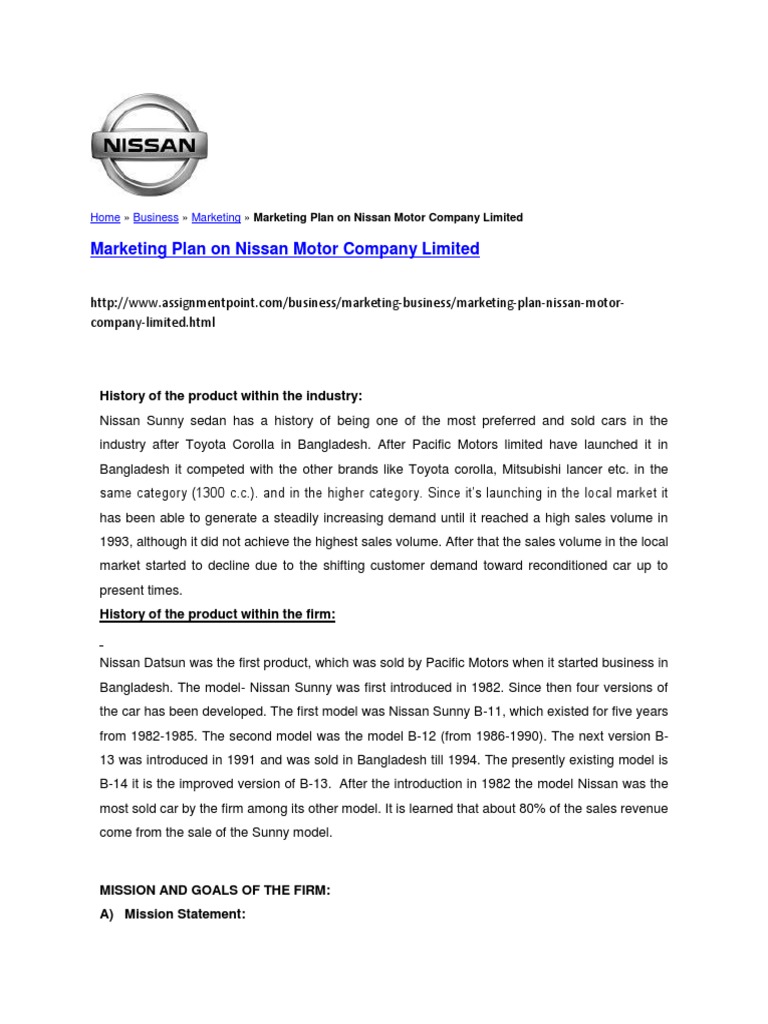 Nissan Marketing Plan Overview | PDF | Sales | Marketing