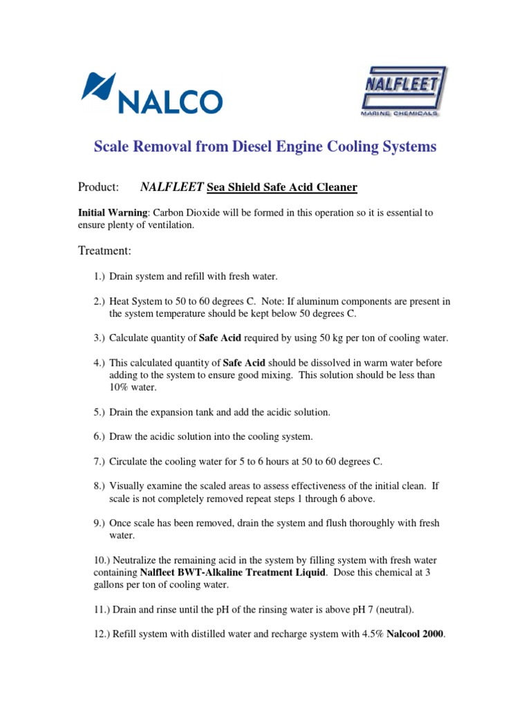 Scale Removal From Diesel Engine Cooling Systems | PDF