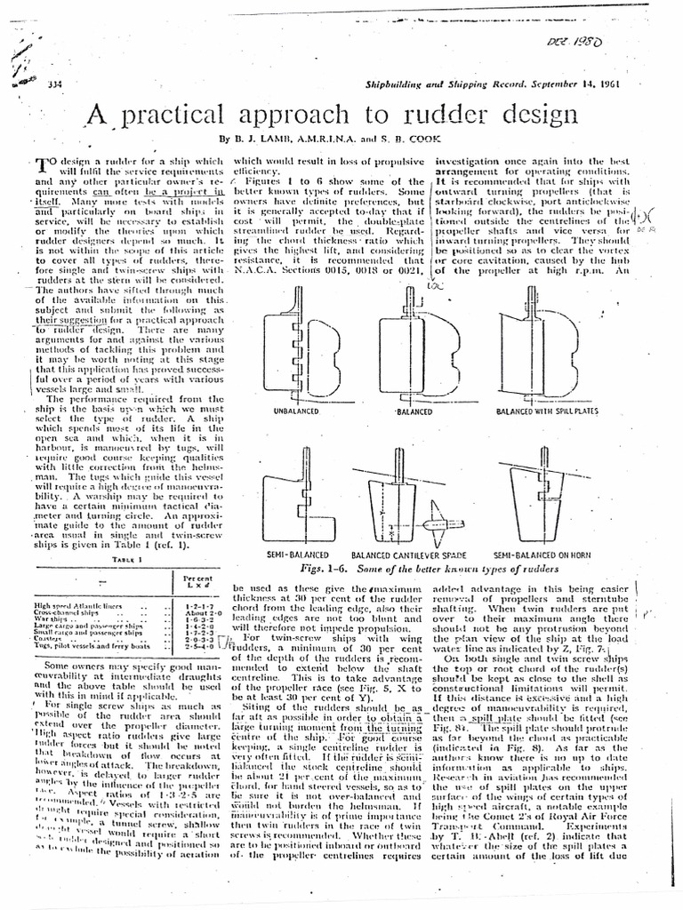 A Practical Approach To Rudder Design | PDF | Water Transport | Watercraft