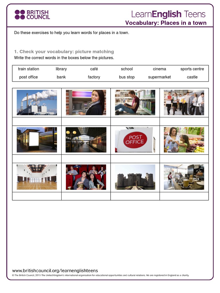 Places in A Town - Exercises | PDF