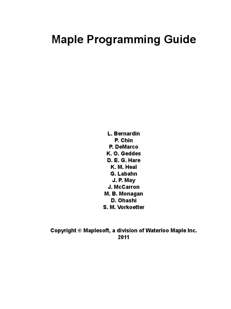 Maple Programming Guide | PDF | Subroutine | Parameter (Computer ... Maple Programming Guide | PDF | Subroutine | Parameter (Computer ...