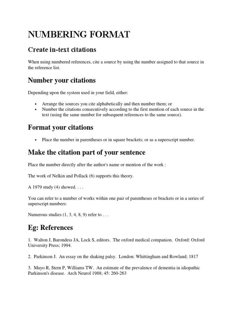 Numbering Format: Create In-Text Citations | PDF | Citation | Linguistics