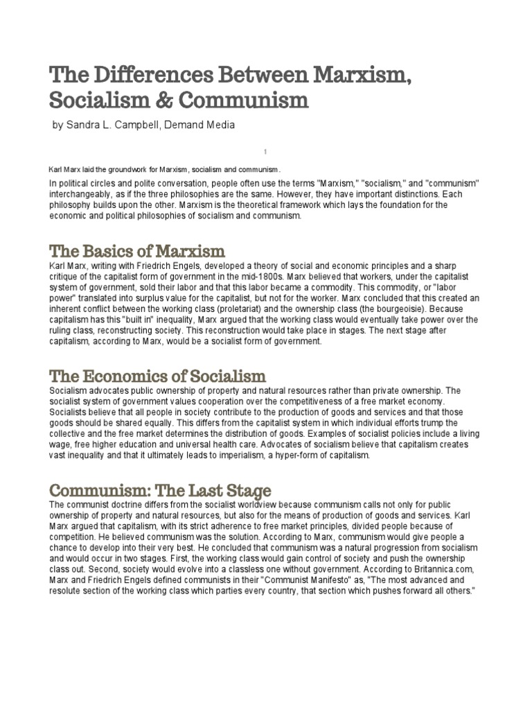 The Differences Between Marxism, Socialism, and Communism | PDF ...