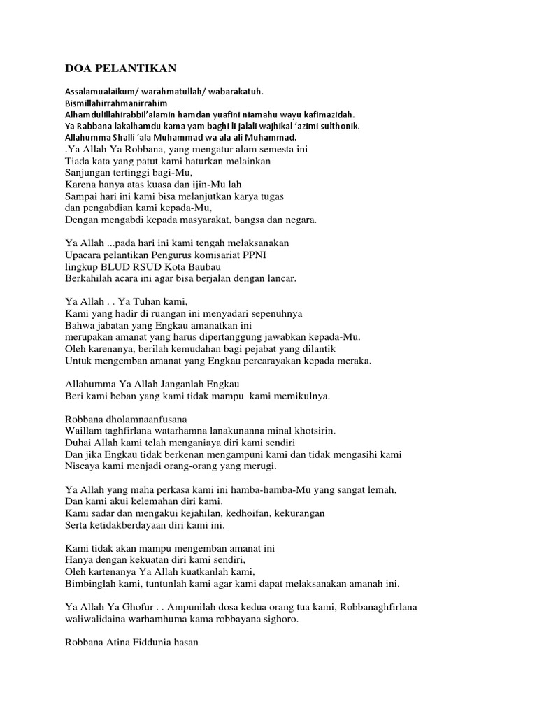 Doa Pelantikan | PDF