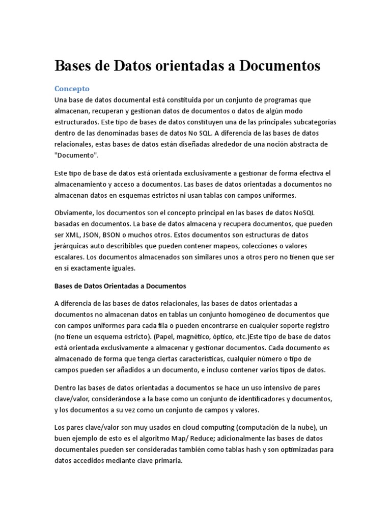 Bases de Datos orientadas a Documentos: NoSQL, MongoDB | PDF | Mongo Db ...