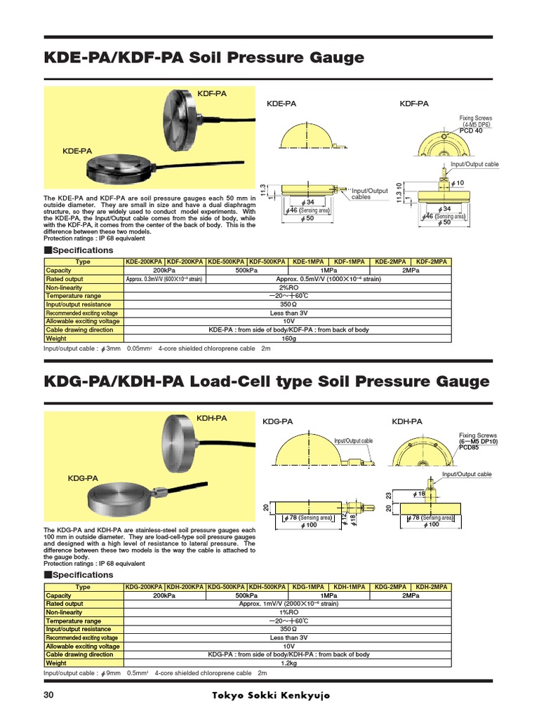 Kde Pa KDF Pa KDG Pa KDH Pa | PDF | Pressure Measurement | Cable