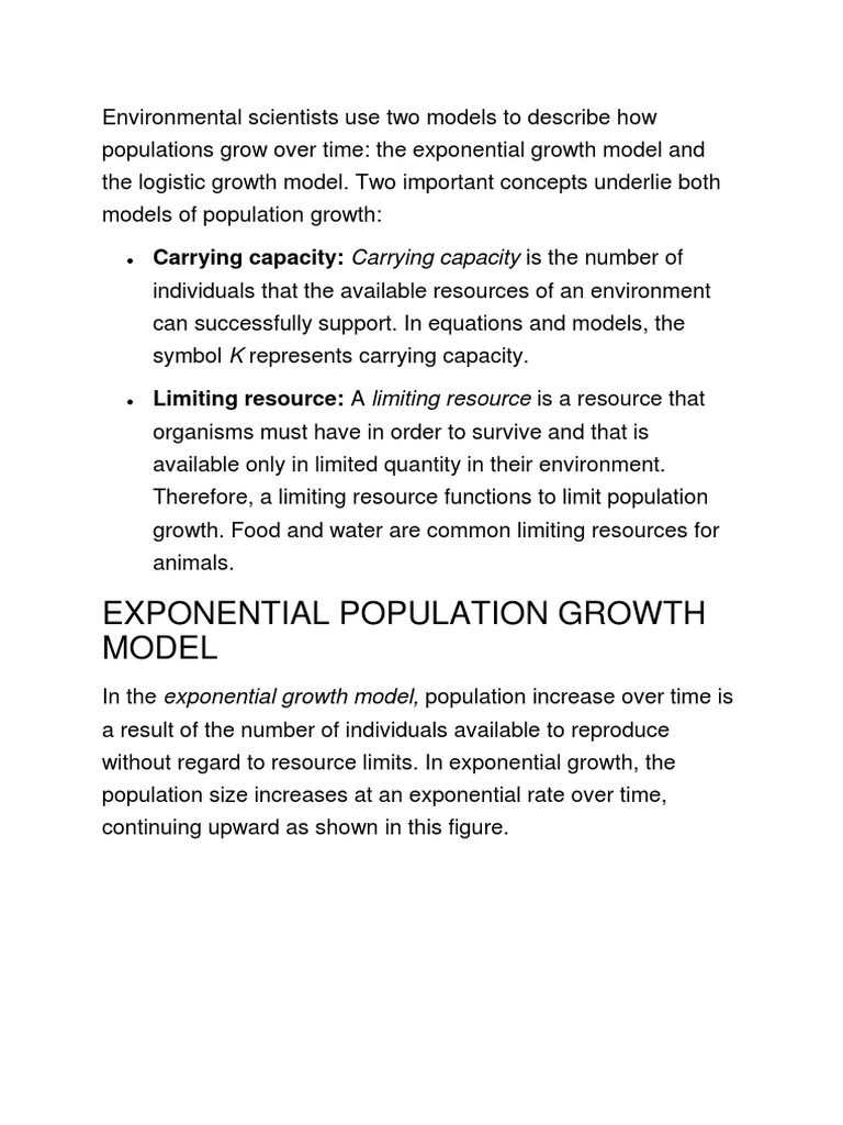Environmental Scientists Use Two Models To Describe How Populations ...