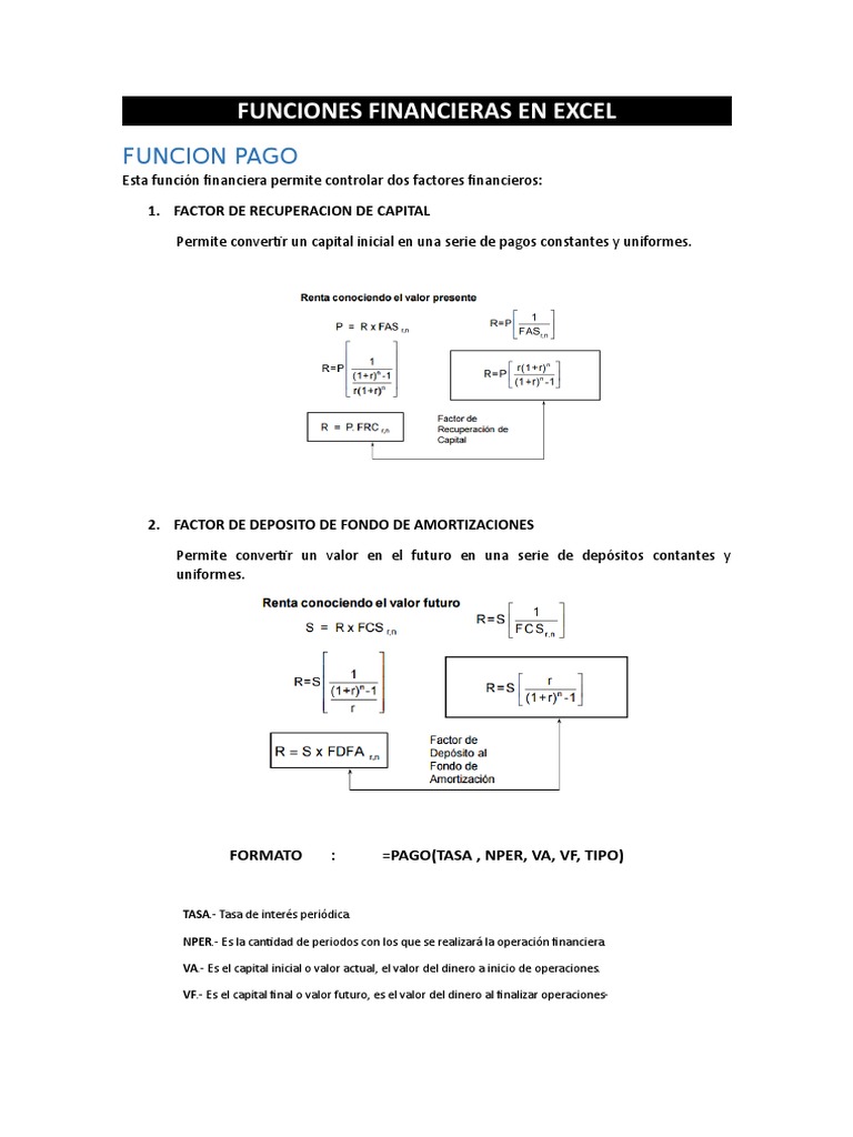 Funciones Financieras en Excel | PDF | Amortización (Negocio) | Interés