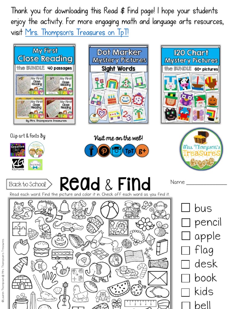 Read & Find - Back To School | PDF | Media Freedom | Classroom