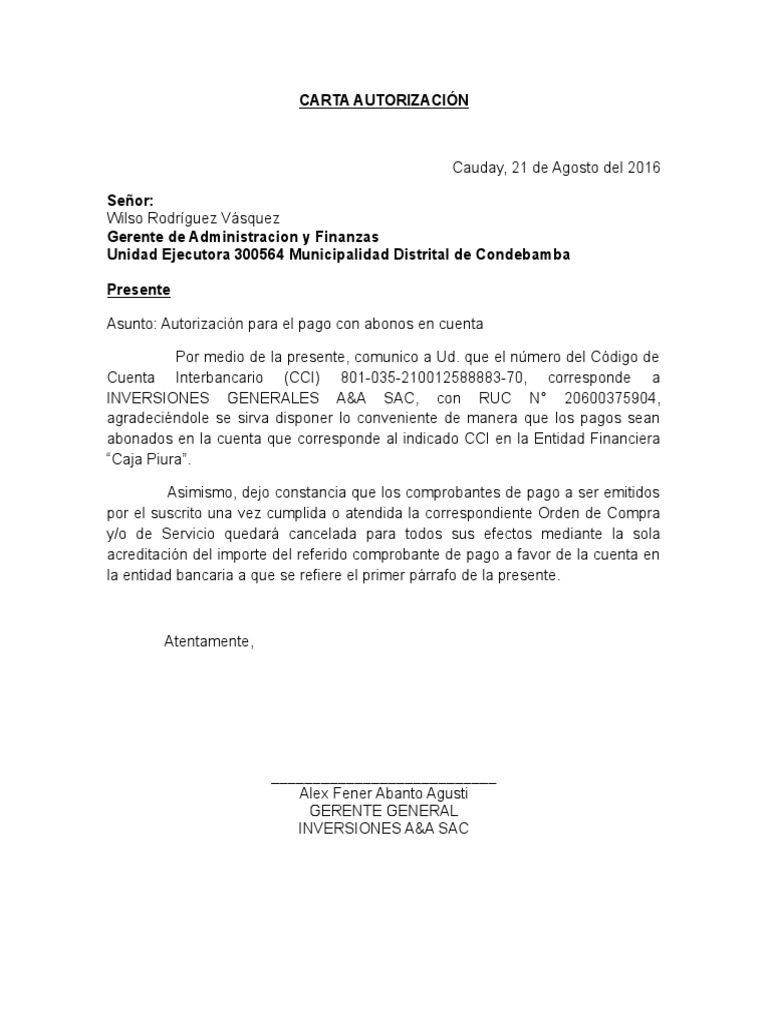Modelo Carta Cci | PDF