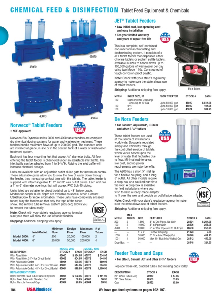 Chemical Feed & Disinfection: JET Tablet Feeders | PDF | Tablet ...