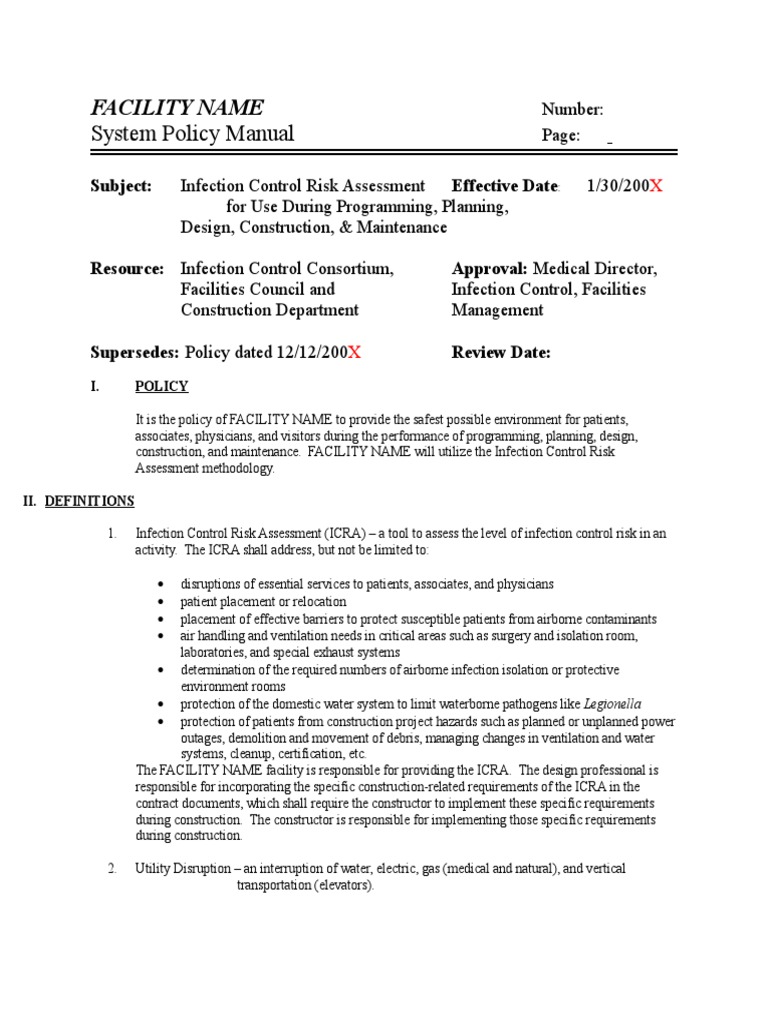 System Policy Manual: Facility Name | PDF