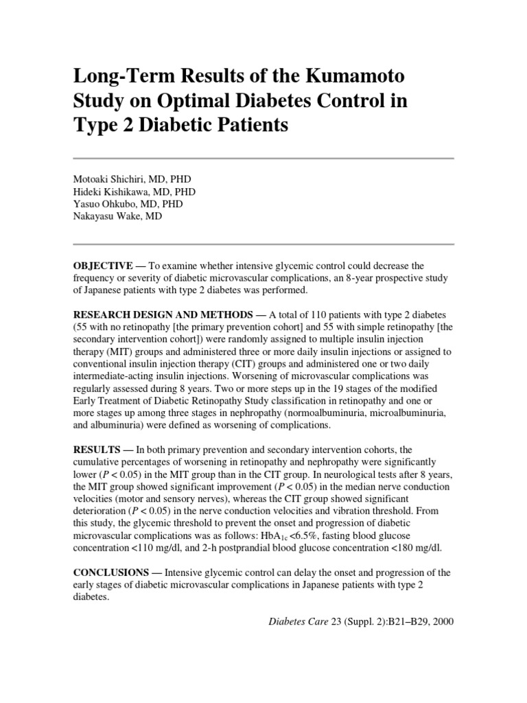 Kumamoto Study | PDF | Diabetes Management | Diabetes Mellitus Type 2