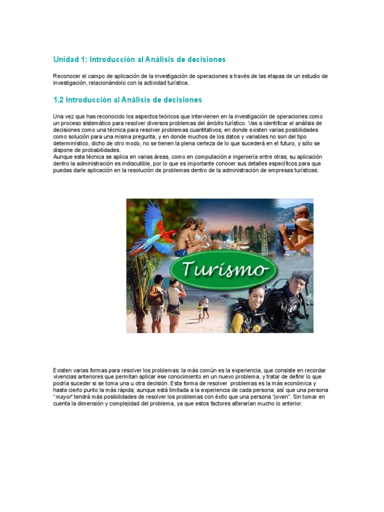 IO2 Unidad 1 | PDF | La investigación de operaciones | Toma de decisiones
