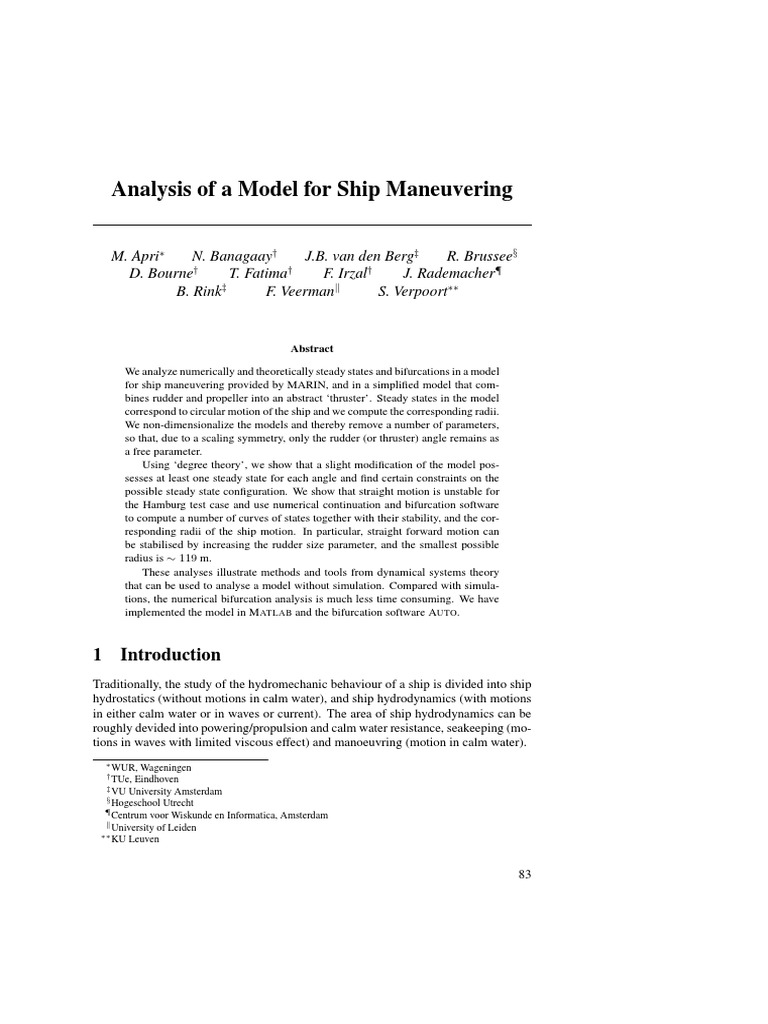 Analysis of A Model For Ship Maneuvering | PDF | Stability Theory | Numerical Analysis