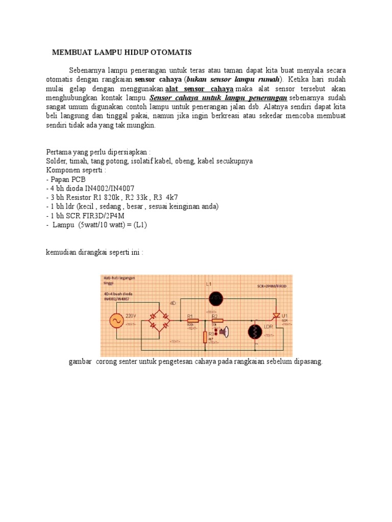 Membuat Lampu Hidup Otomatis | PDF