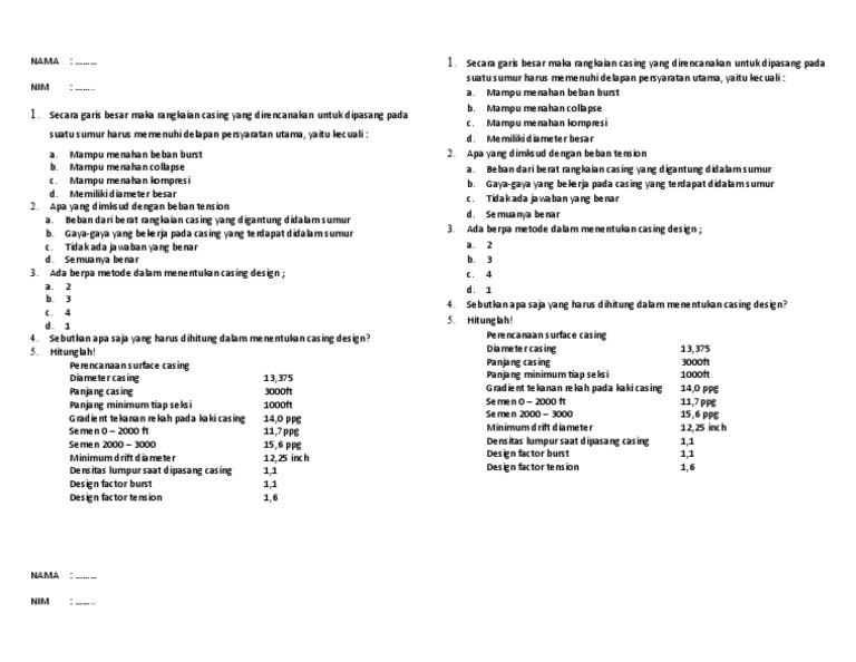 Casing Design Requirements and Calculations | PDF