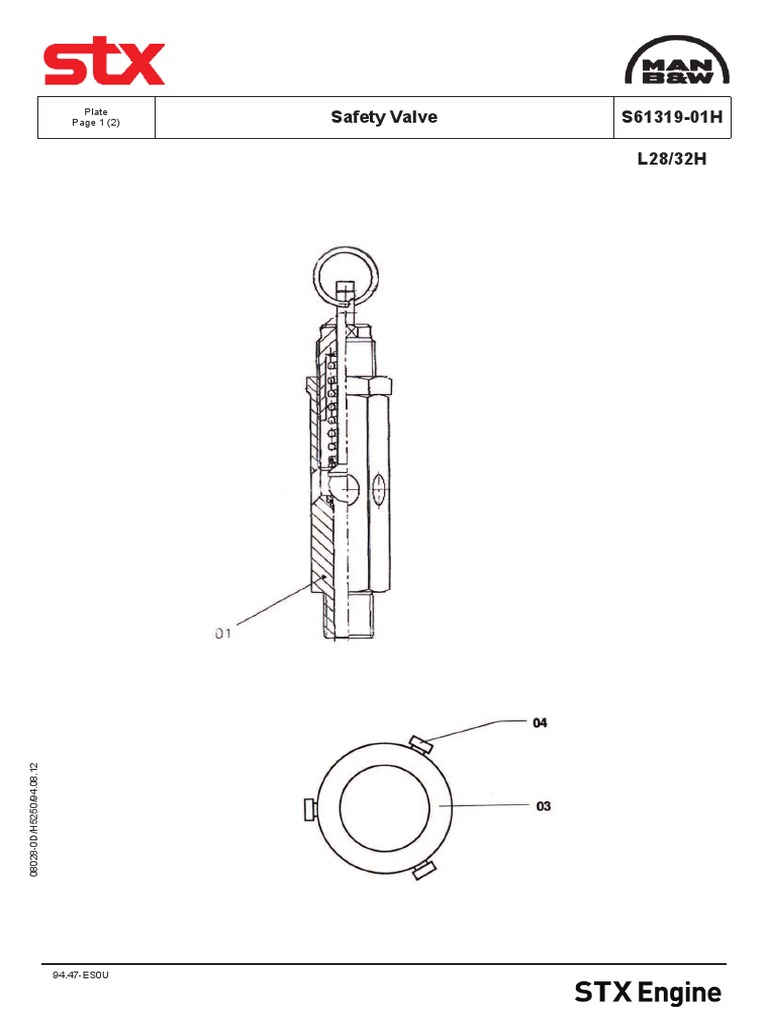 Safety Valve S61319-01H L28/32H: Plate Page 1 | PDF
