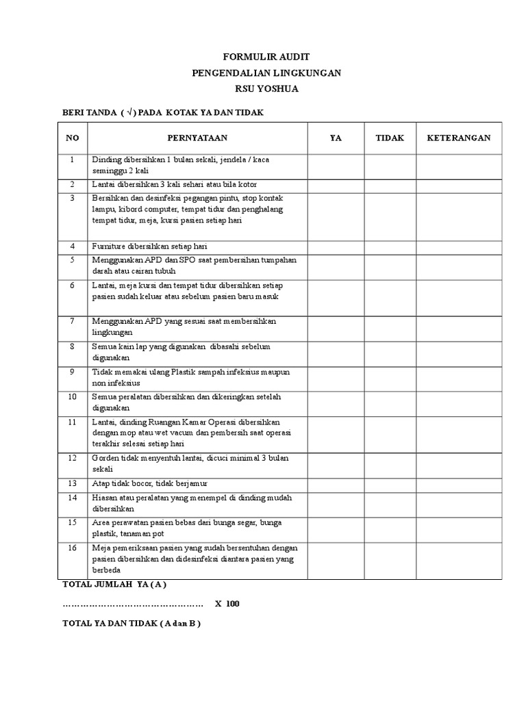 Formulir Audit Pengendalian Lingkungan | PDF