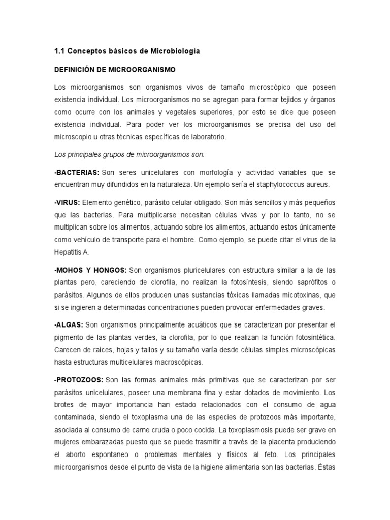 1.1 Conceptos Básicos de Microbiología | PDF | Microorganismo | Las bacterias