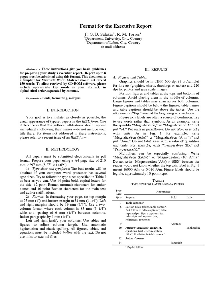 Executive Report Formatting Guide | PDF | Typefaces | Note (Typography)