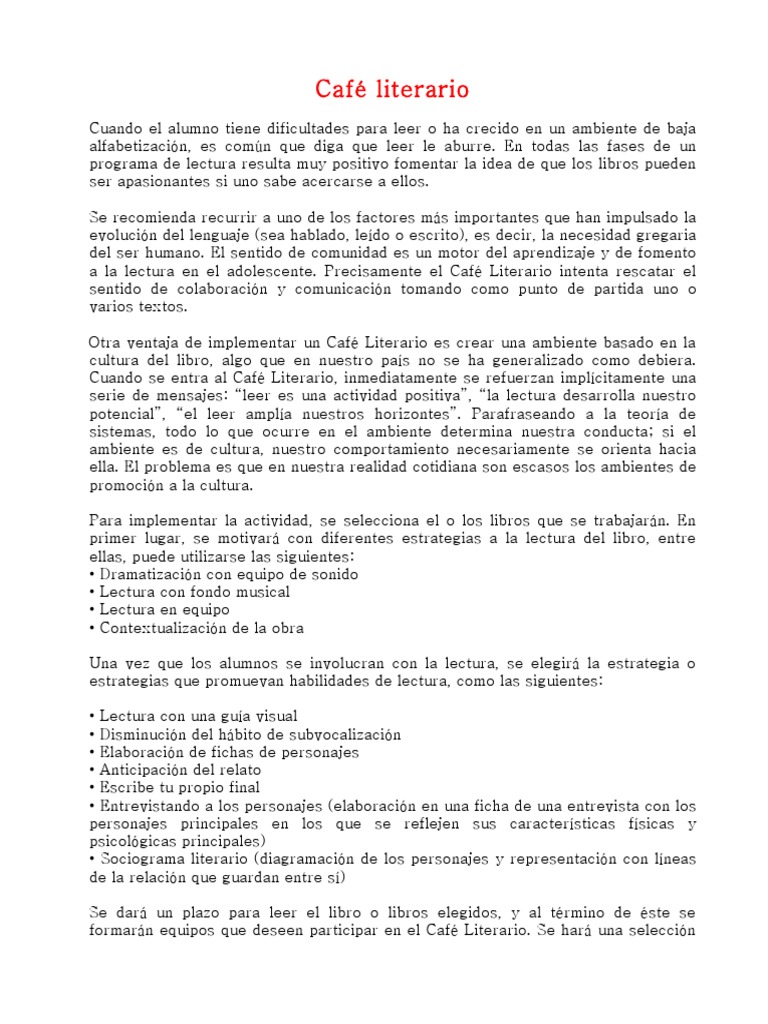 Café Literario | PDF | Comportamiento | Comunicación