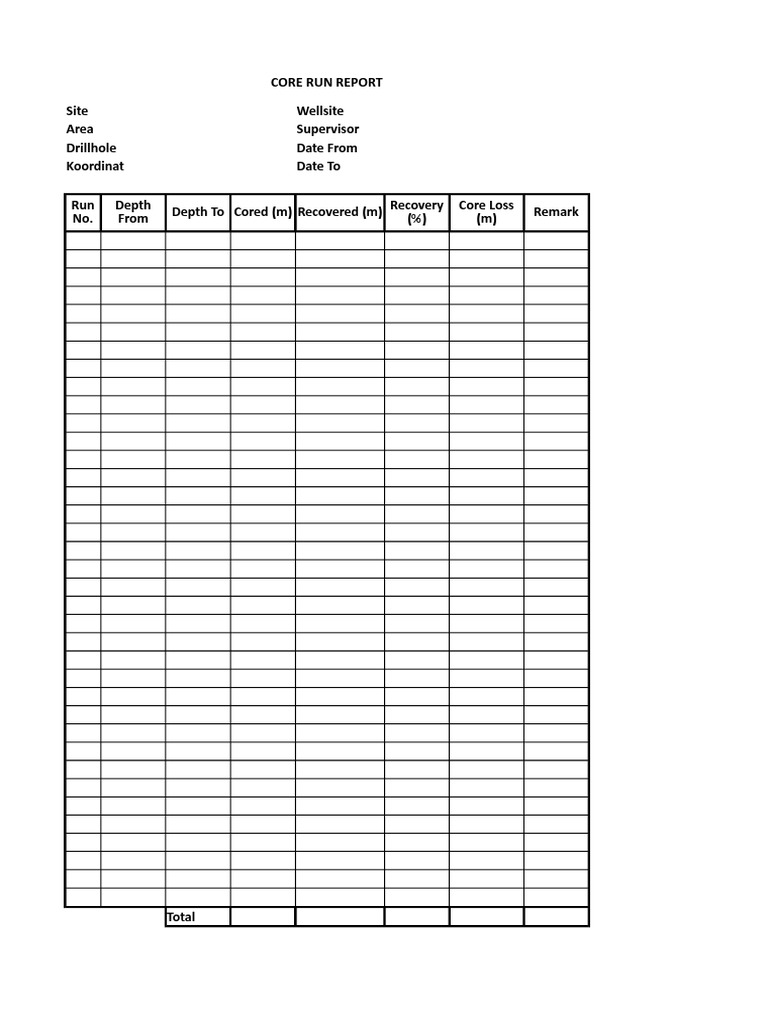 Templete Core Run Report | PDF