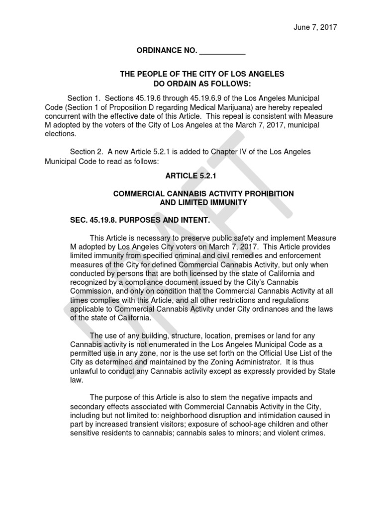 Commercial Cannabis Location Restriction Ordinance | PDF | Medical ...