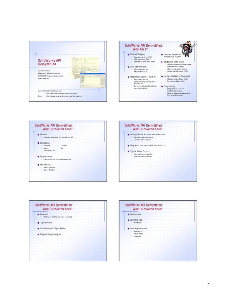Solidworks Api Demystified: Who Am I? | PDF | Application Programming ...