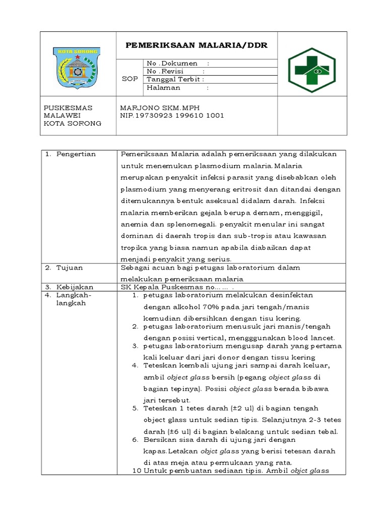Sop Malaria | PDF