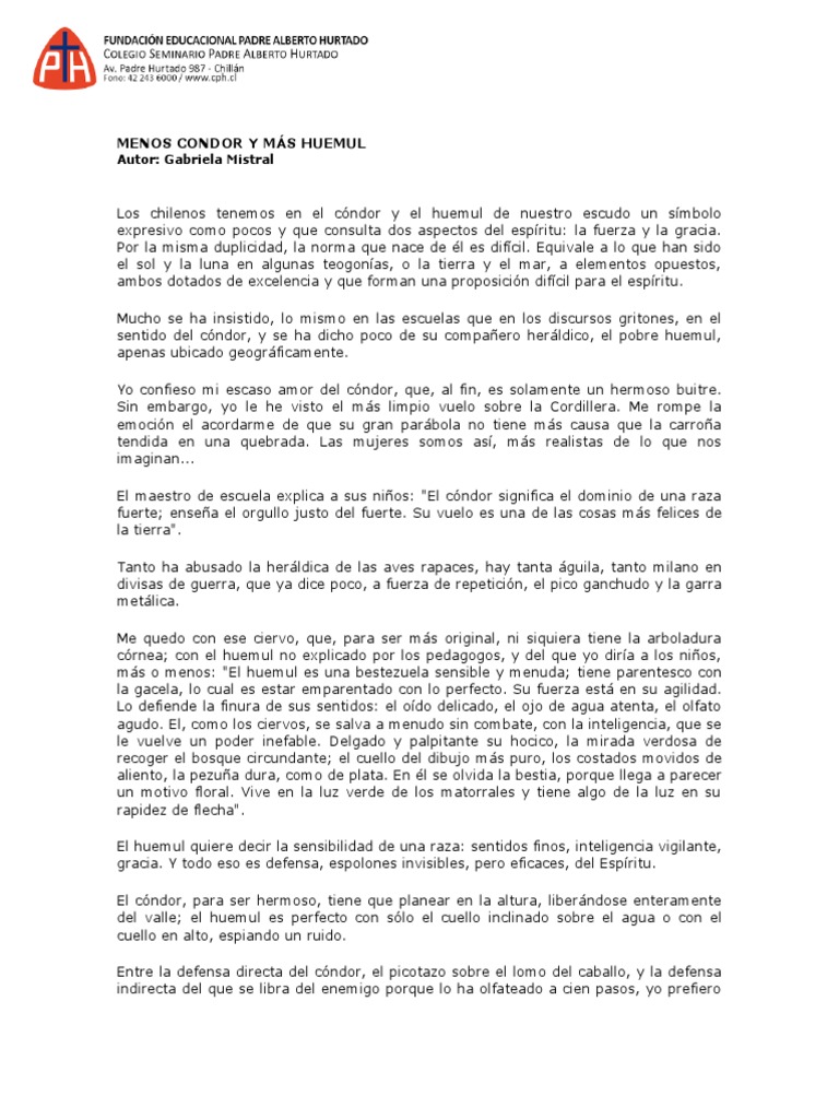 Menos Cóndor y Más Huemul | PDF | Chile | Naturaleza