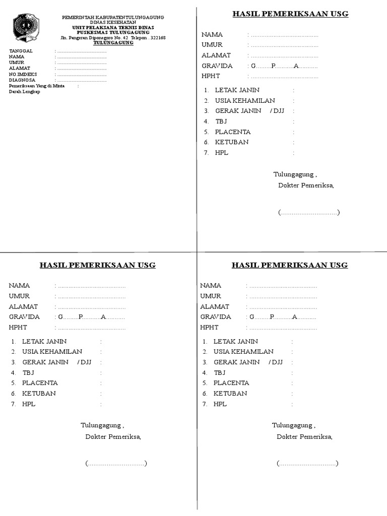Form Hasil Usg | PDF