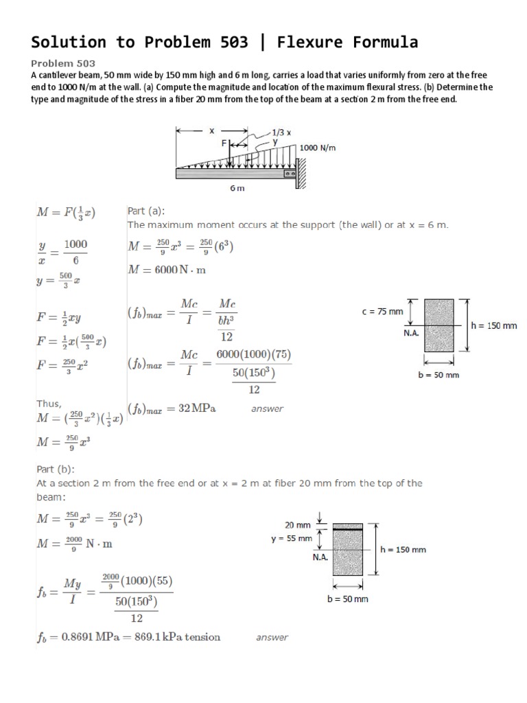 Solution To Problem 503 - Flexure Formula | PDF | Bending | Beam ...