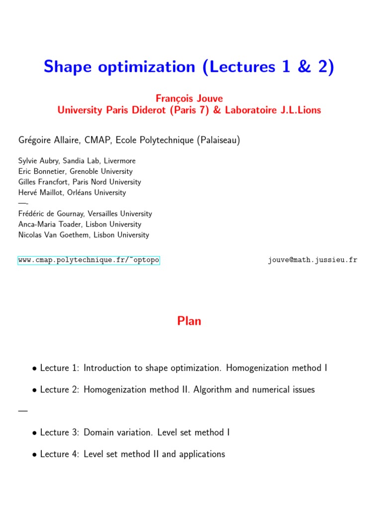 Jouve Lecture1 2 PDF | PDF | Mathematical Optimization | Elasticity (Physics)