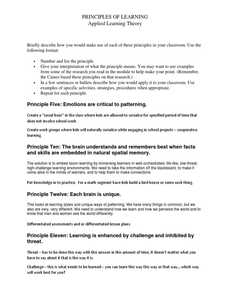 Principles of Learning | PDF