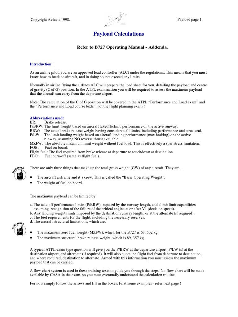 PayLoad Calculations PDF | PDF | Payload | Airport