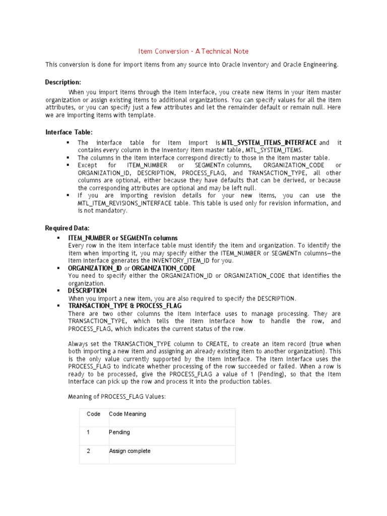 Item Conversion - A Technical Note | PDF | Table (Database ...