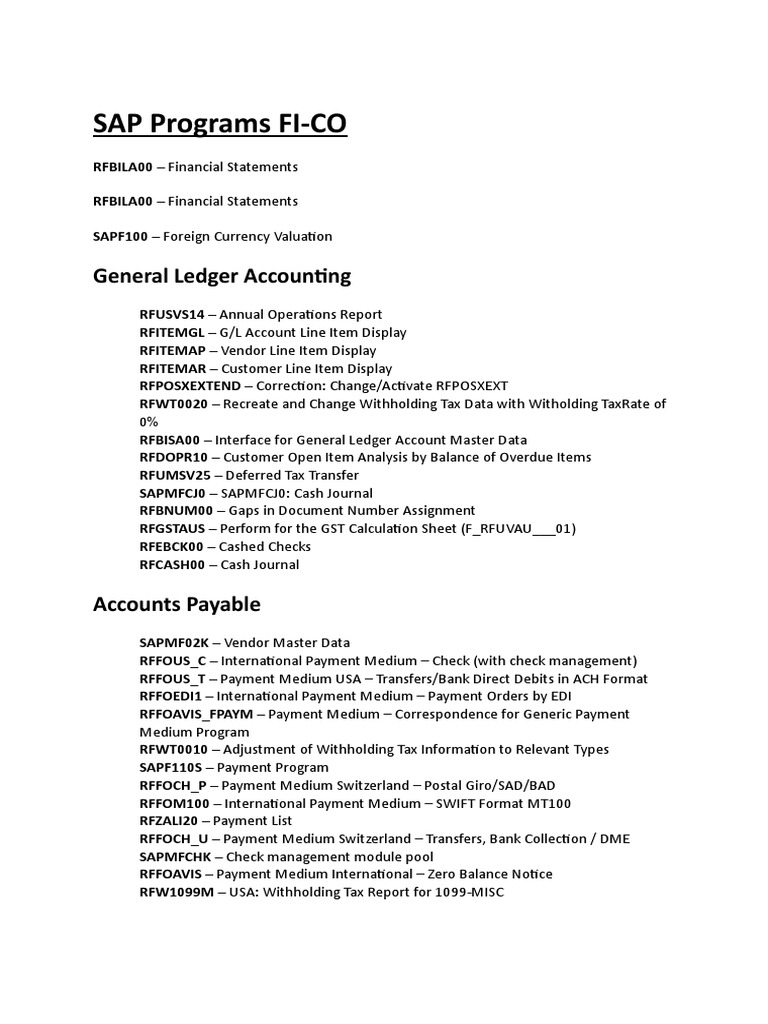 SAP Programs FI-CO: General Ledger Accounting | PDF | Debits And ...