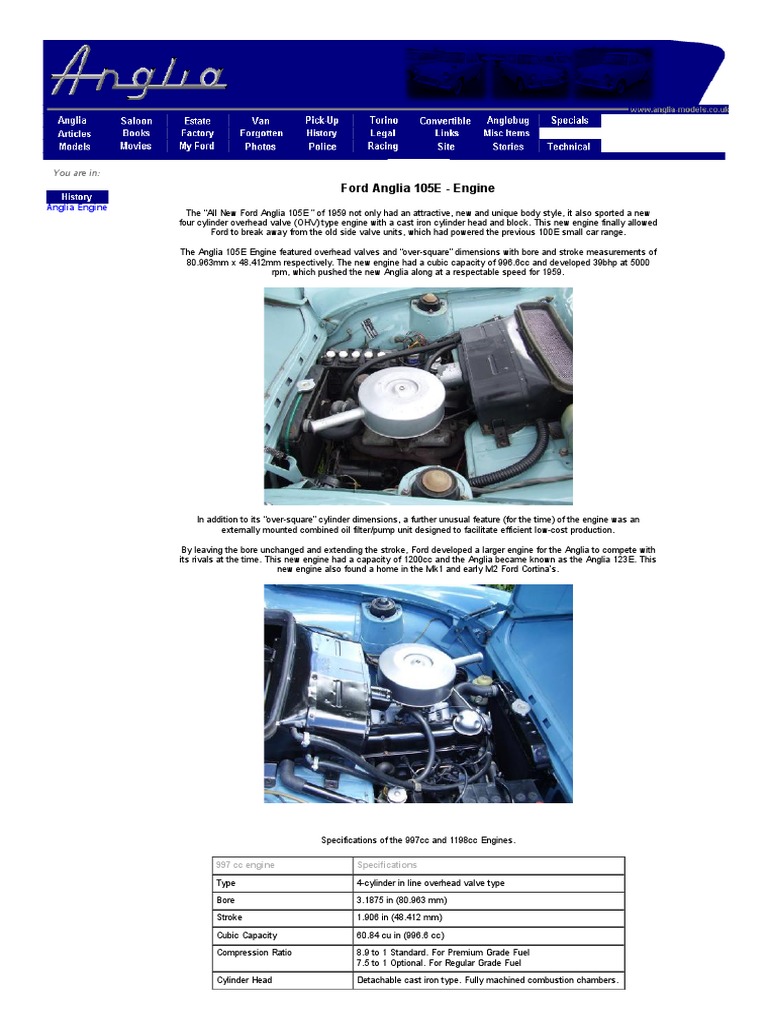Ford Anglia105E - Engine PDF | PDF | Engines | Cylinder (Engine)