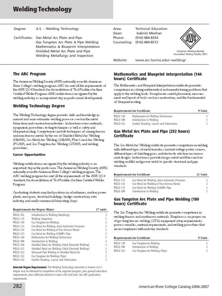 Welding Technology: The ARC Program Mathematics and Blueprint ...