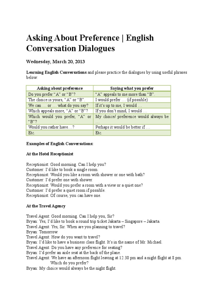 Asking About Preferences in English | PDF