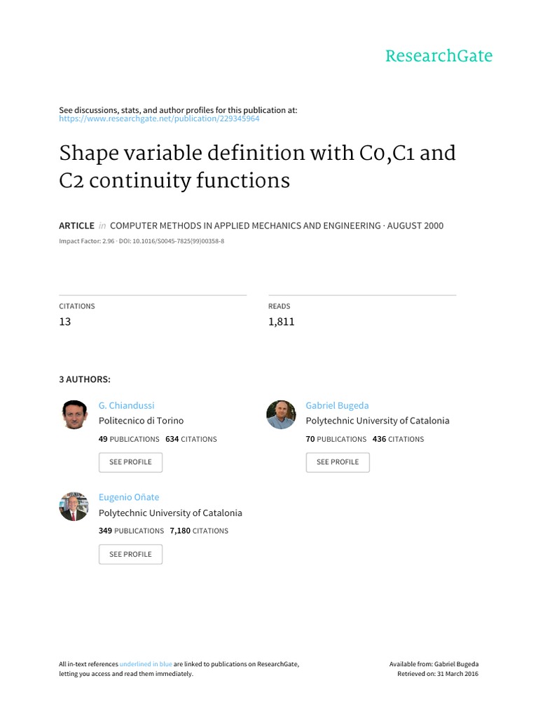 Shape Variable Definition With C0, C1 and C2 Continuity Functions | PDF ...