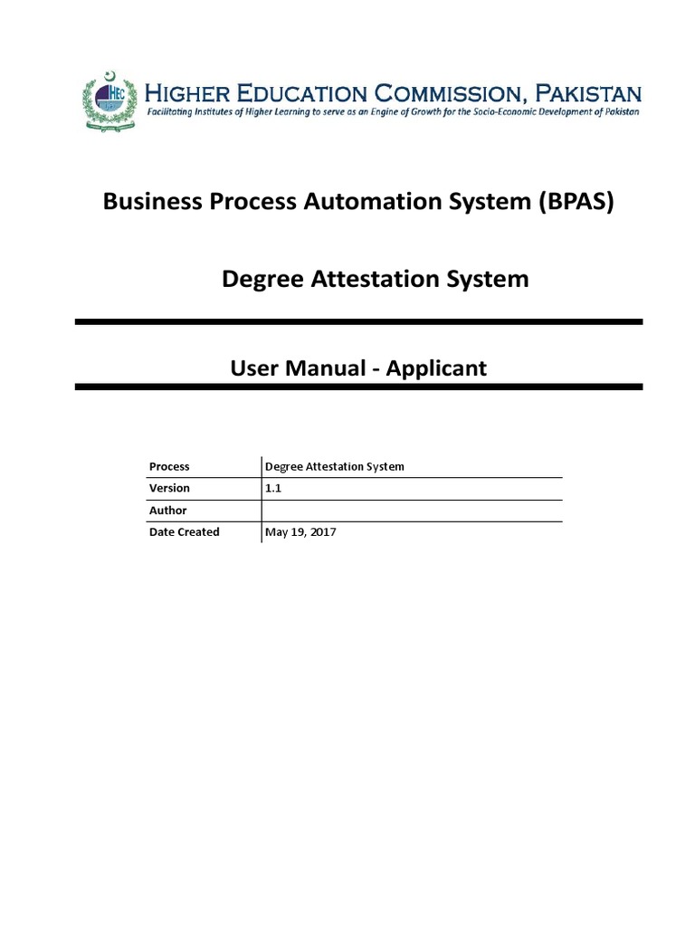 HEC Degree Attestation User Manual | PDF | Tab (Gui) | Login