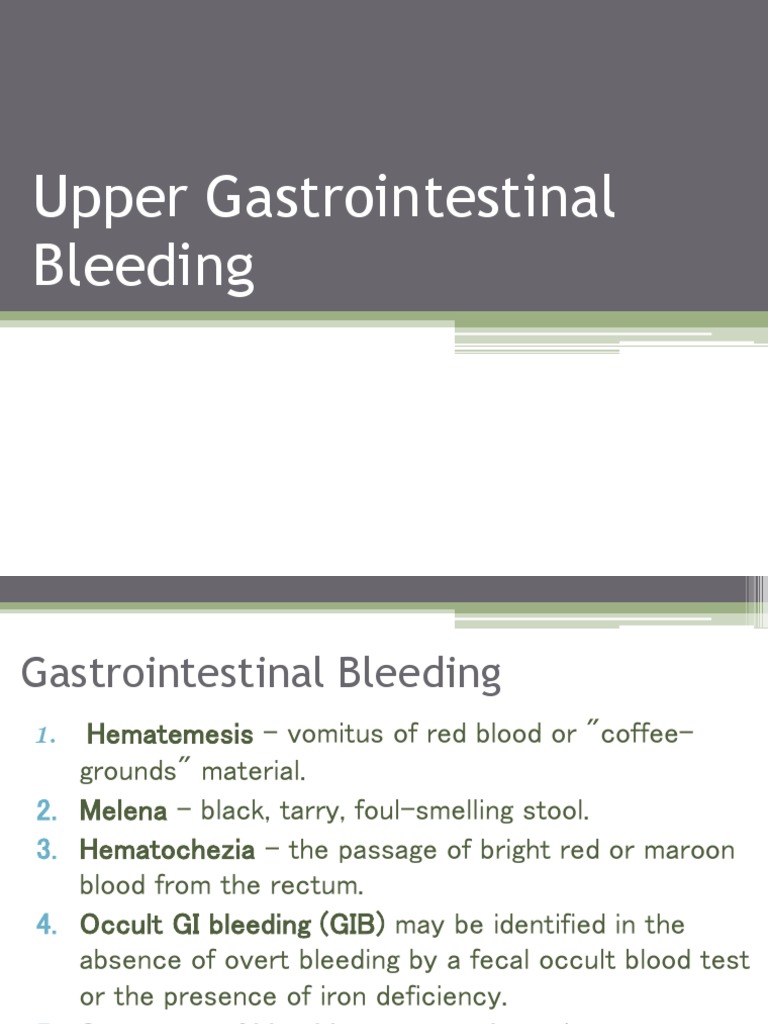 Upper Gastrointestinal Bleeding | PDF | Peptic Ulcer | Clinical Medicine
