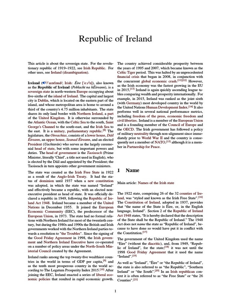 Overview of the Republic of Ireland | PDF | Republic Of Ireland ...