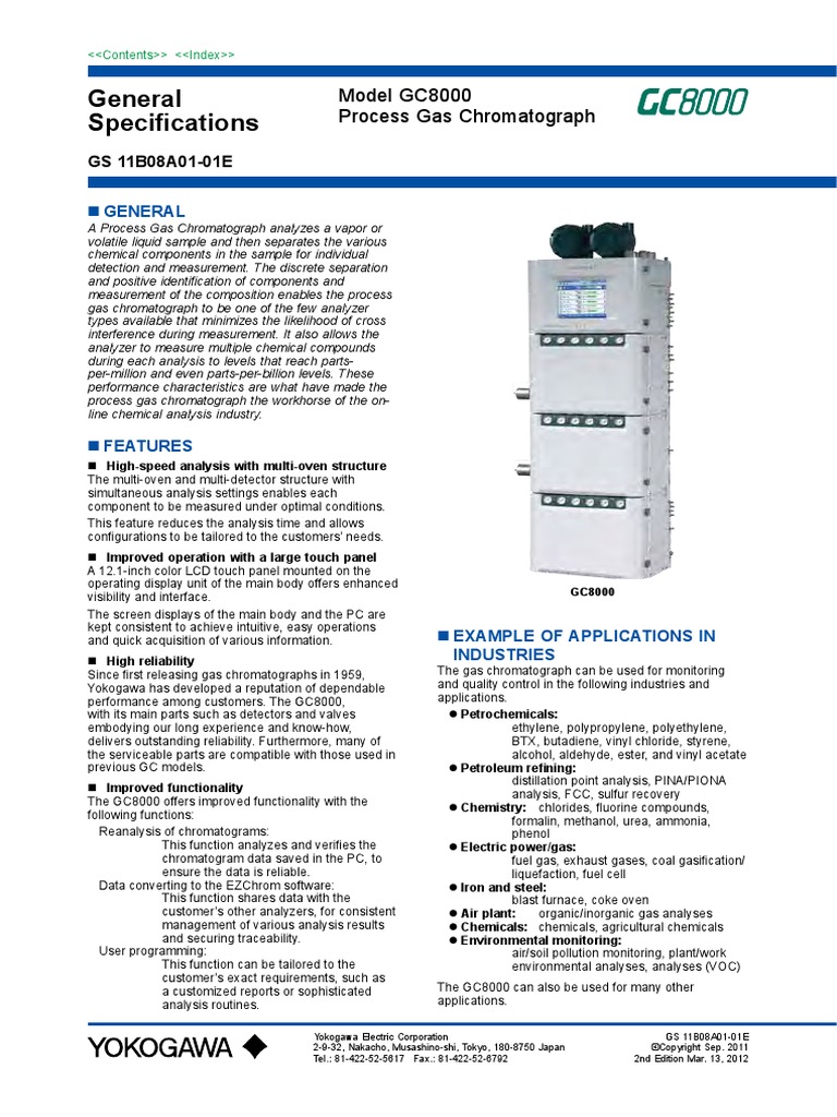 General Specifications: Model GC8000 Process Gas Chromatograph ...