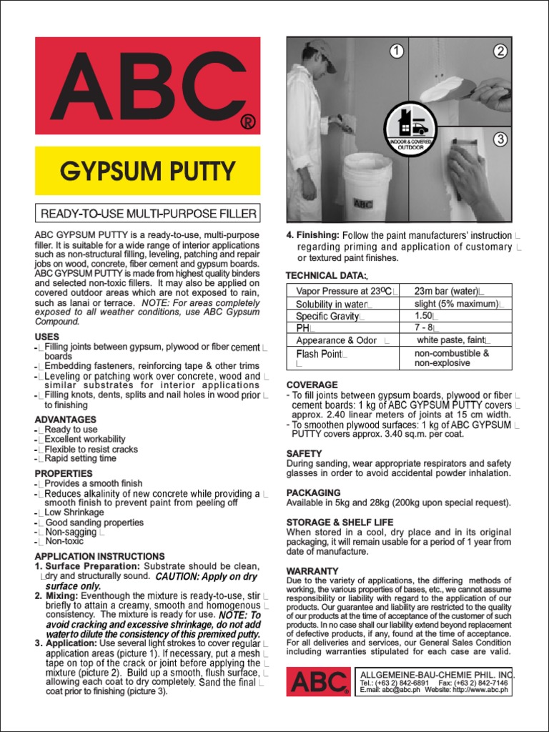 ABC Gypsum Putty | Paint | Concrete