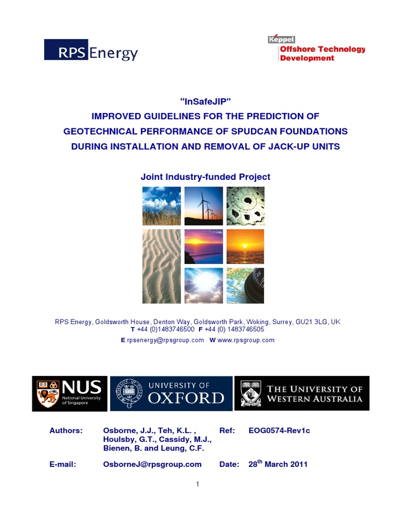 Spudcan Leg Extraction JIP | PDF | Geotechnical Engineering | Nature