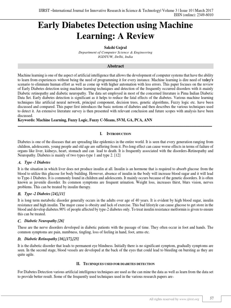 Early Diabetes Detection with Machine Learning | PDF | Cluster Analysis ...